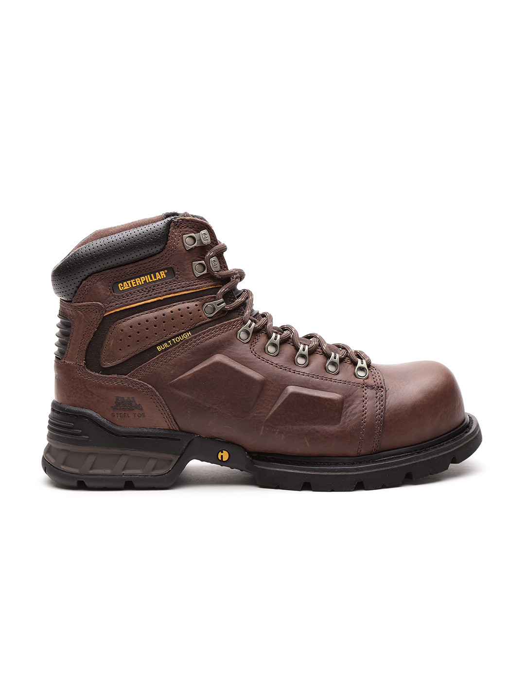 Buy CAT Men Brown Solid Leather Mid Top Trekking Shoes - Casual Shoes ...