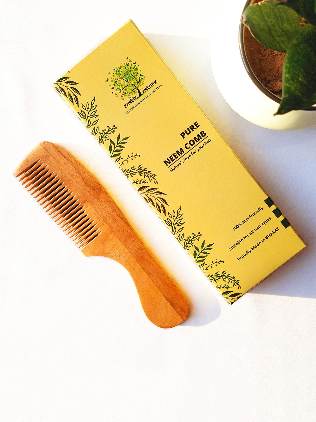 Buy Enable Nature Neem Wood Handle Comb With Fine Teeth - Hair Brush ...