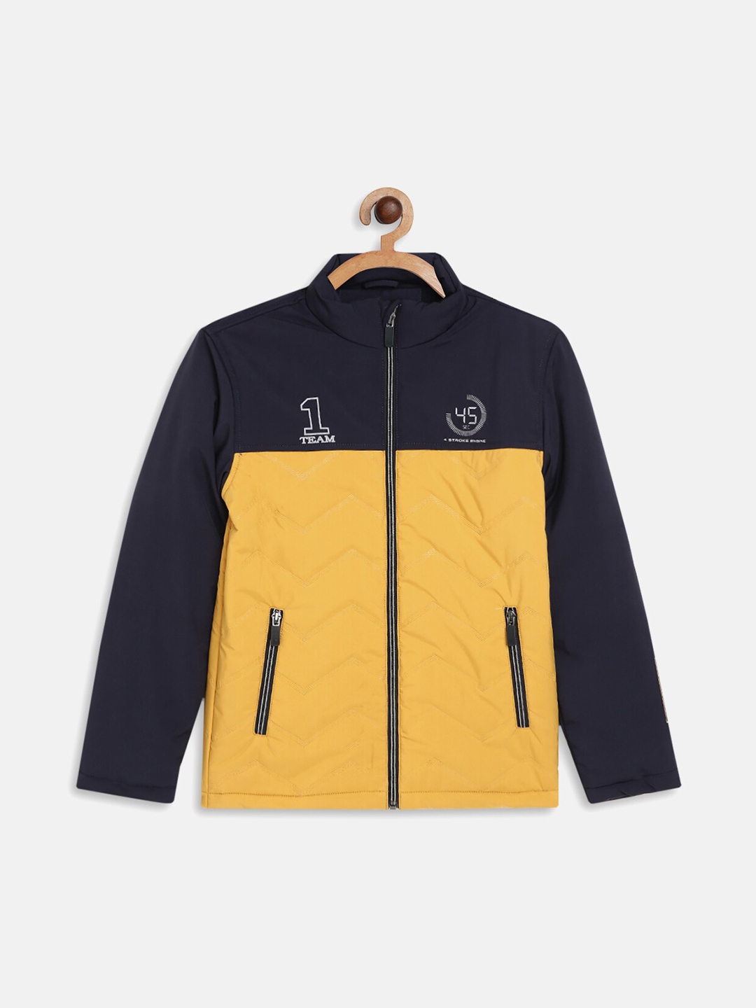 Buy Octave Boys Yellow Navy Blue Colourblocked Padded Jacket - Jackets ...