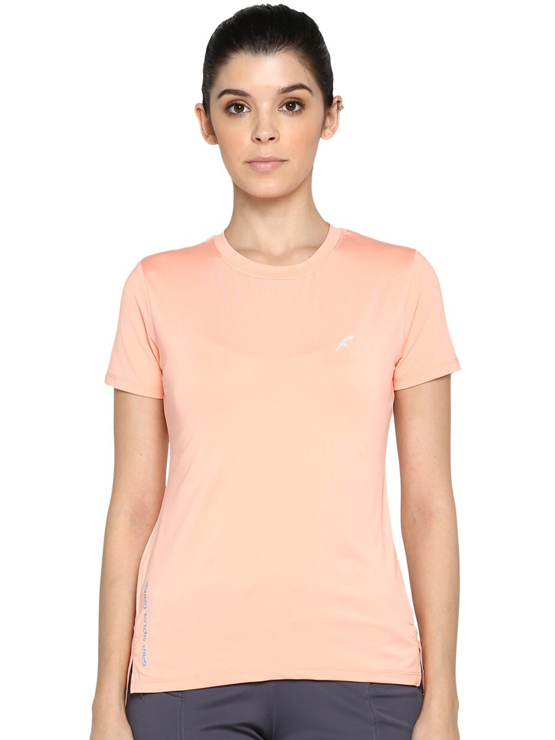 Buy FURO By Red Chief Women Peach Round Neck T Shirt - Tshirts for ...
