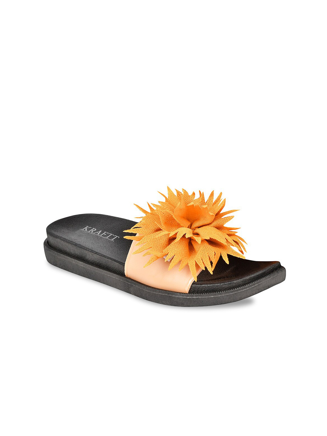 Buy Shoetopia Women Yellow & Black Embellished Sliders - Flip Flops for ...