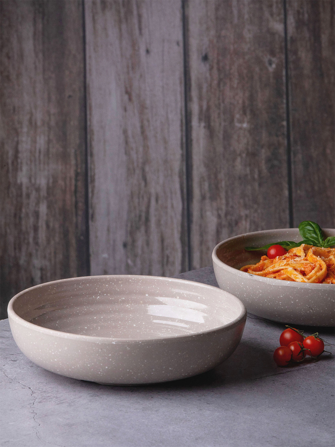 Buy GOODHOMES Grey Set Of 2 Textured Melamine Dishwasher Safe Glossy ...