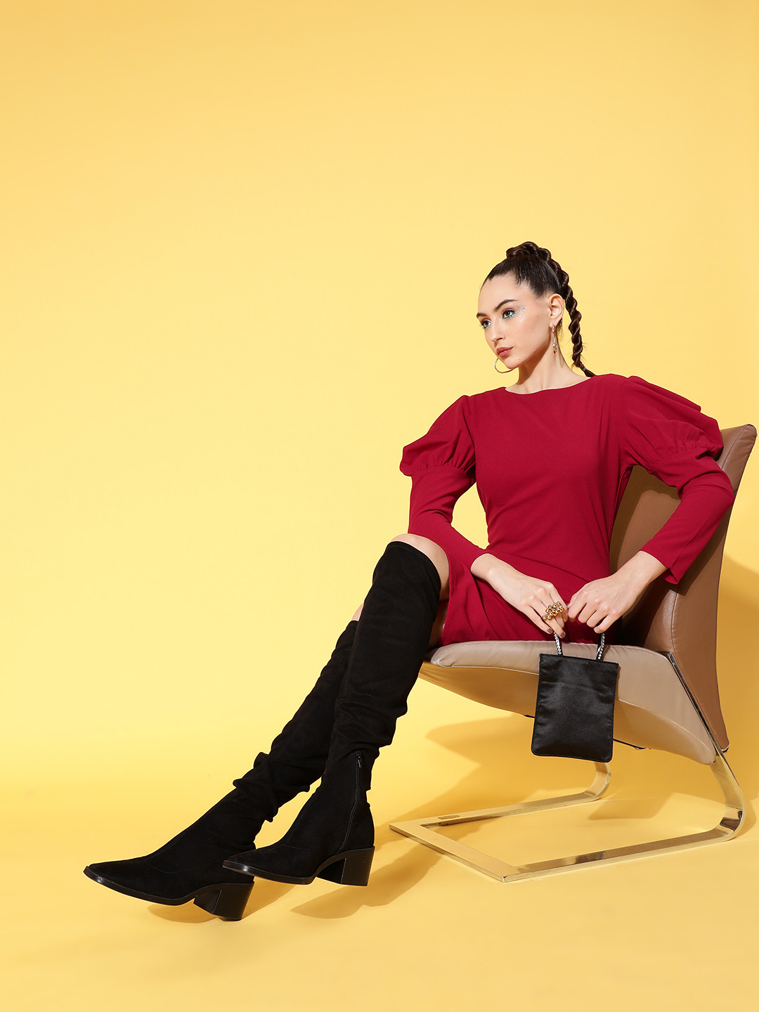 Buy SASSAFRAS Red Solid Bodycon Dress - Dresses for Women 20720232 | Myntra