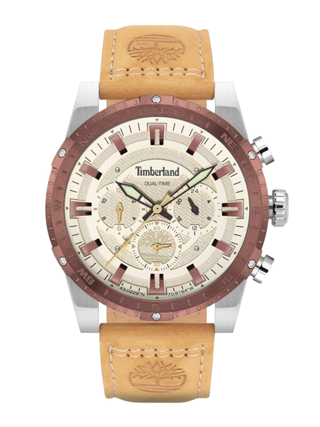 Buy Timberland Men Cream Dial & Brown Leather Strap Analogue Watch ...
