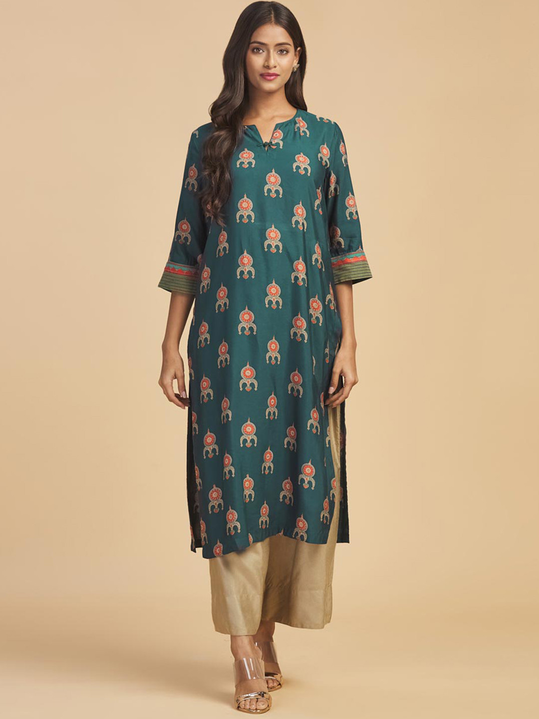 Buy Fabindia Ethnic Motifs Printed Kurta - Kurtas for Women 20723422 ...