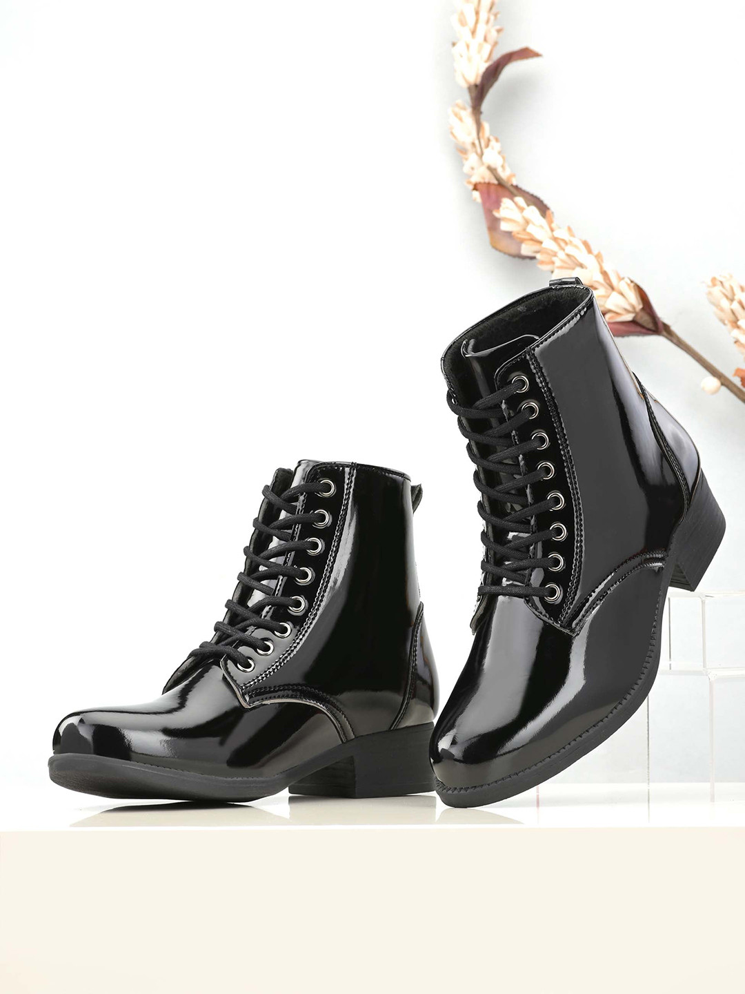 Buy Eego Italy Women Black Solid Regular Lace Ups Boots - Boots for ...