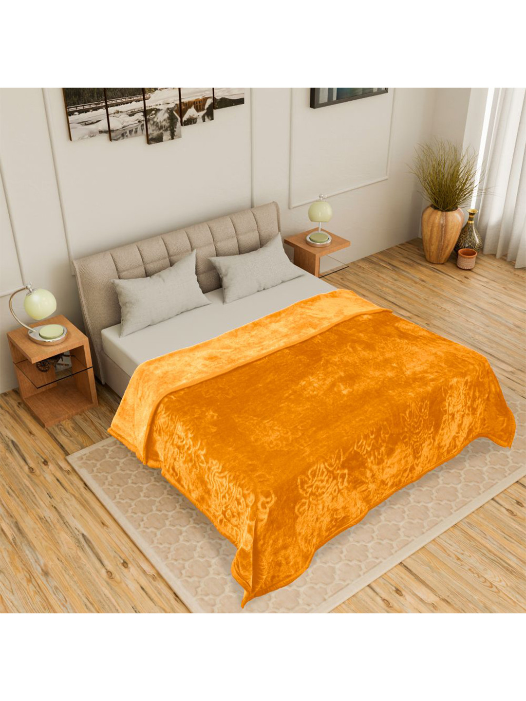 Buy CURIOUS LIFESTYLE Yellow Heavy Winter 210 GSM Double Bed Blanket buy-curious-lifestyle-yellow-heavy-winter-210-gsm-double-bed-blanket