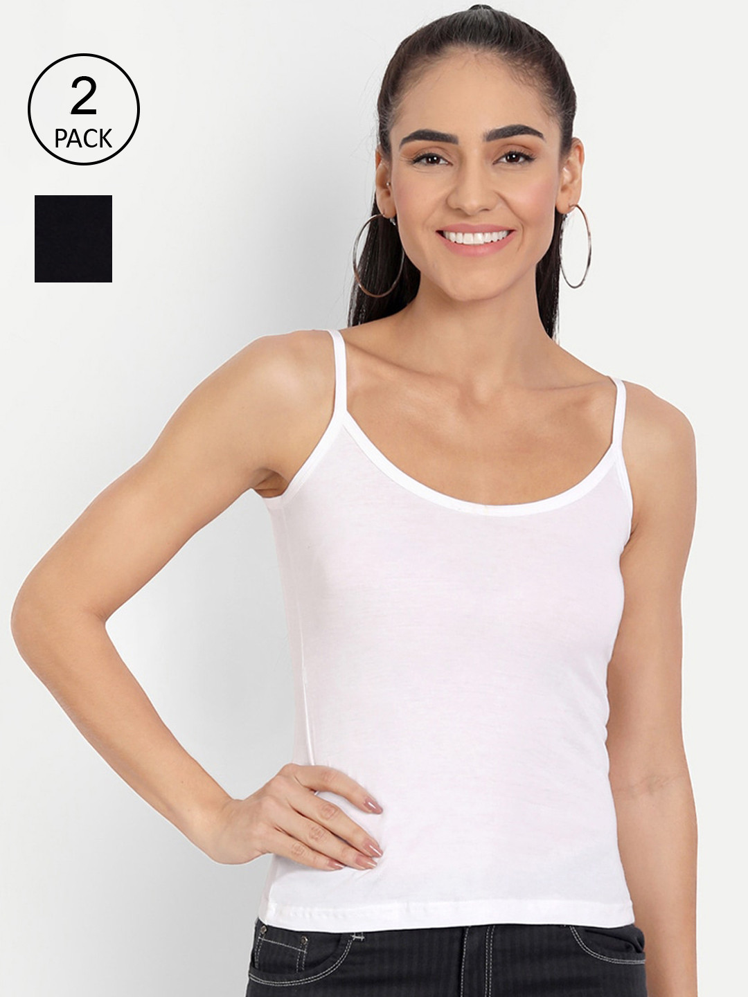 Buy BLAZON Women Pack Of 2 Solid Cotton Camisoles - Camisoles for Women ...