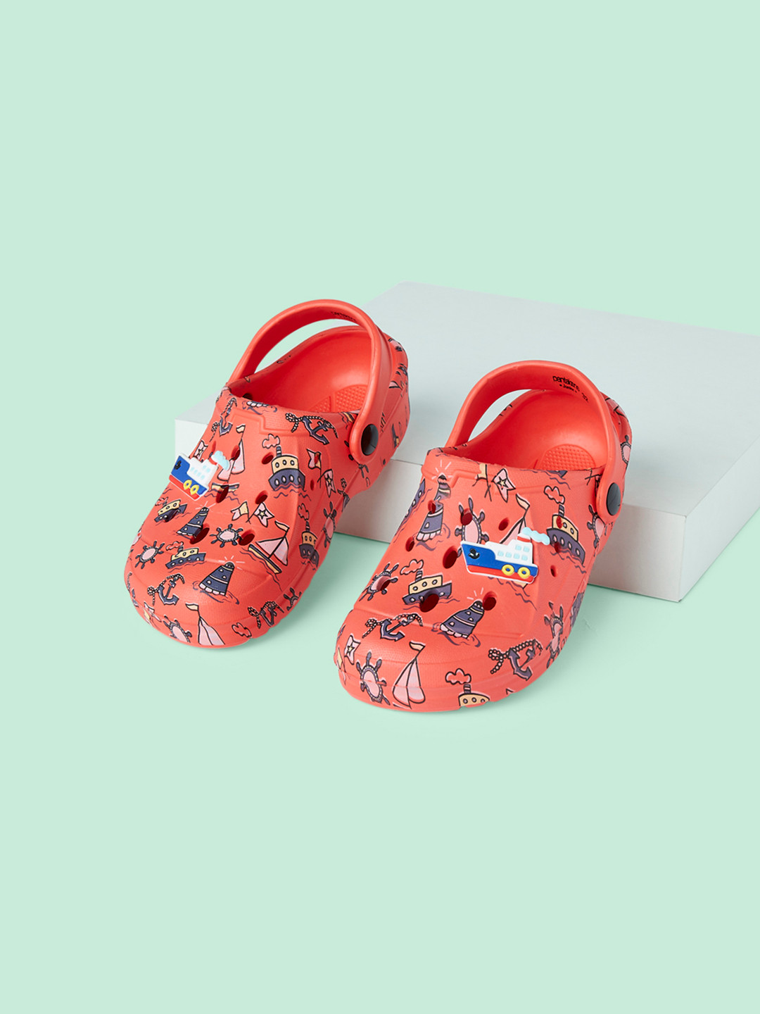 Buy Pantaloons Junior Boys Red Printed Clogs - Casual Shoes for Boys ...