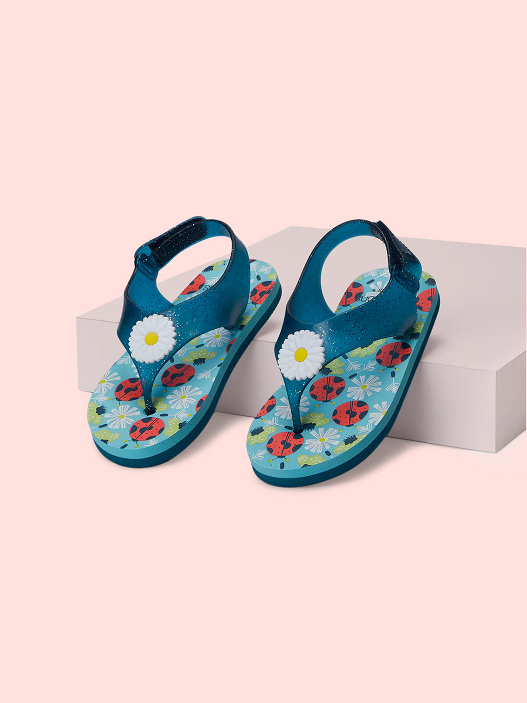 Buy Pantaloons Junior Girls Blue & Red Printed Thong Flip Flops - Flip ...