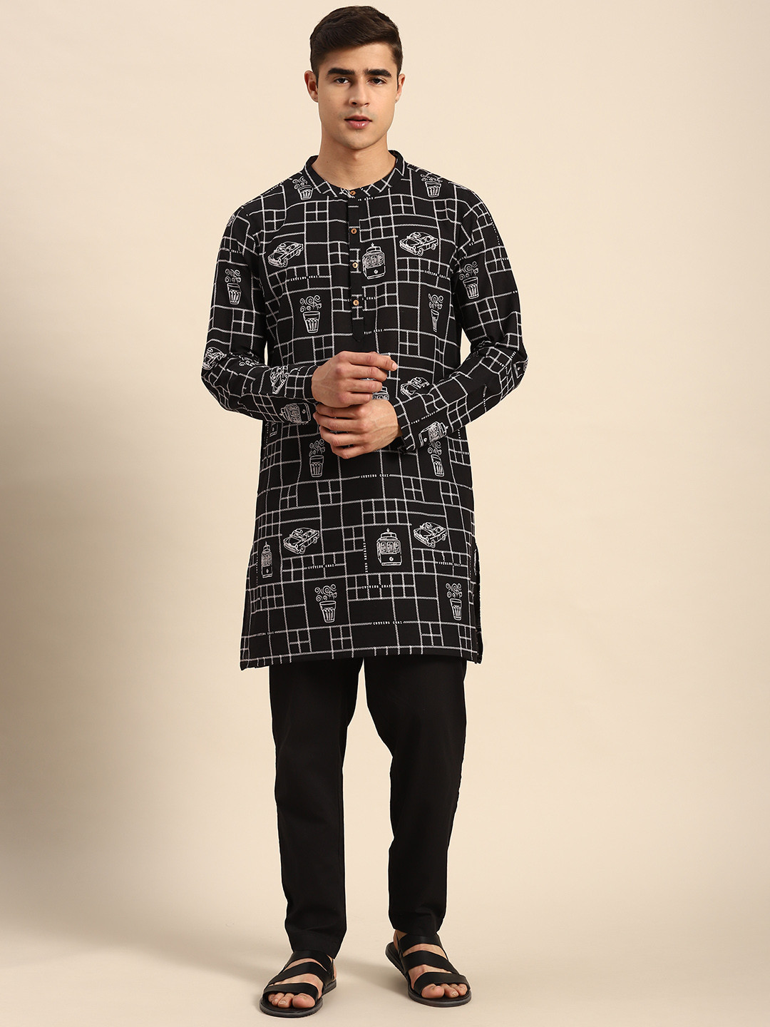 Buy Anouk Printed Pure Cotton Kurta With Pyjamas - Kurta Sets for Men ...
