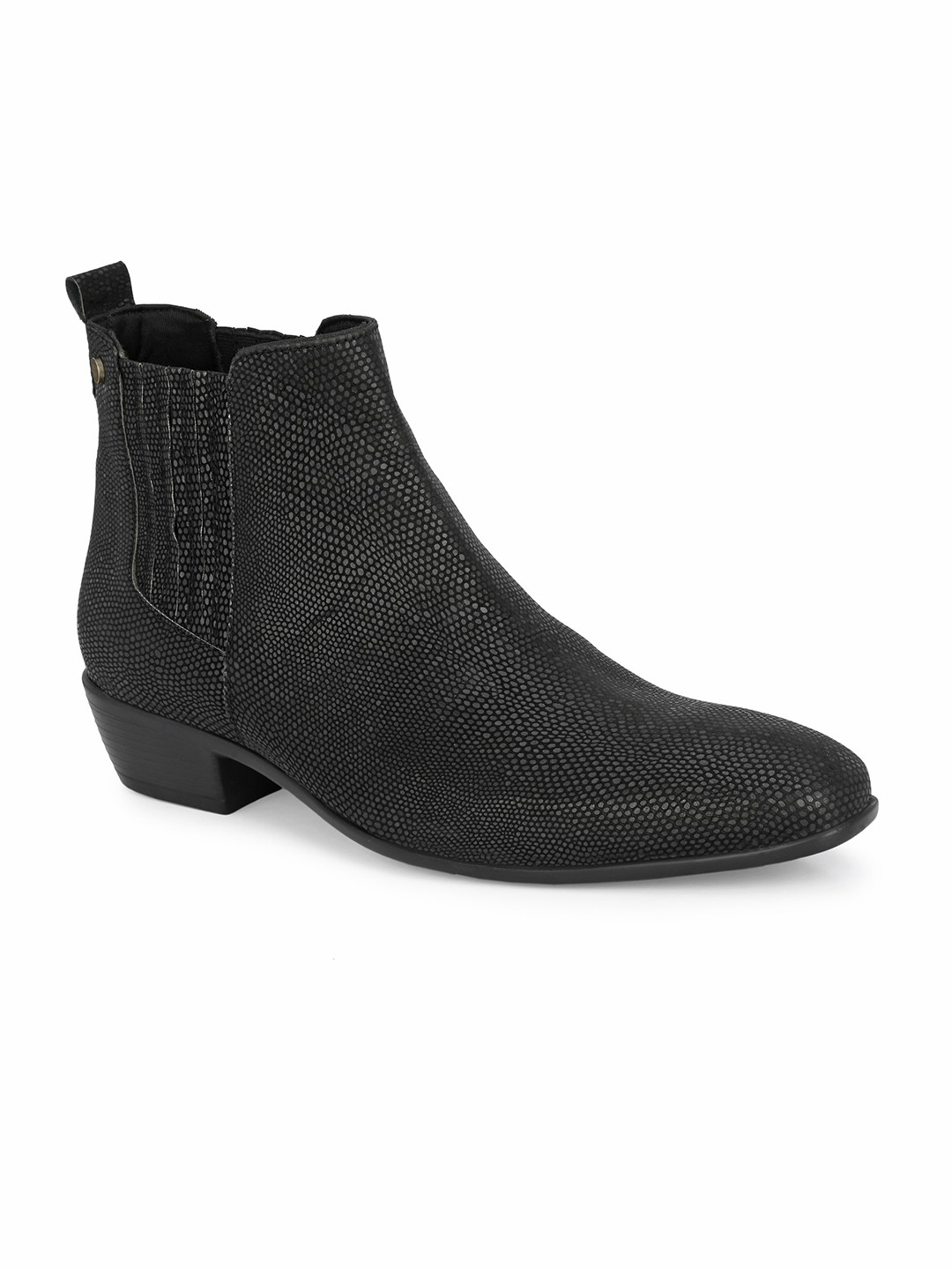 Buy Delize Men Black Textured Heeled Boot - Boots for Men 20732270 | Myntra