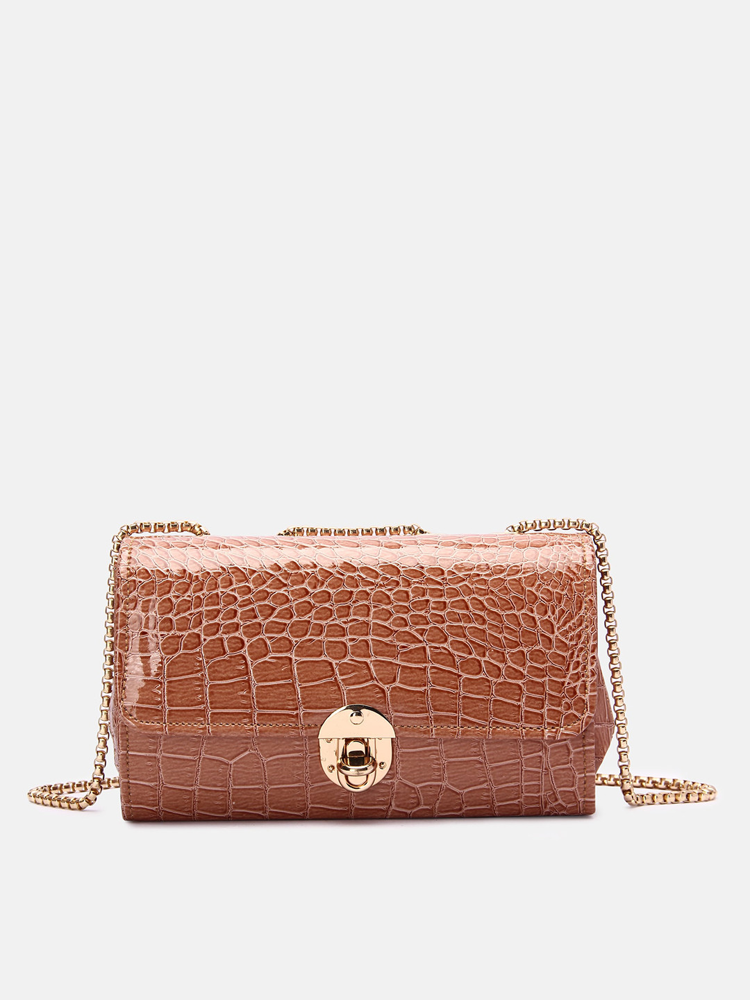 Buy DN Creation Tan PU Structured Sling Bag - Handbags for Women ...