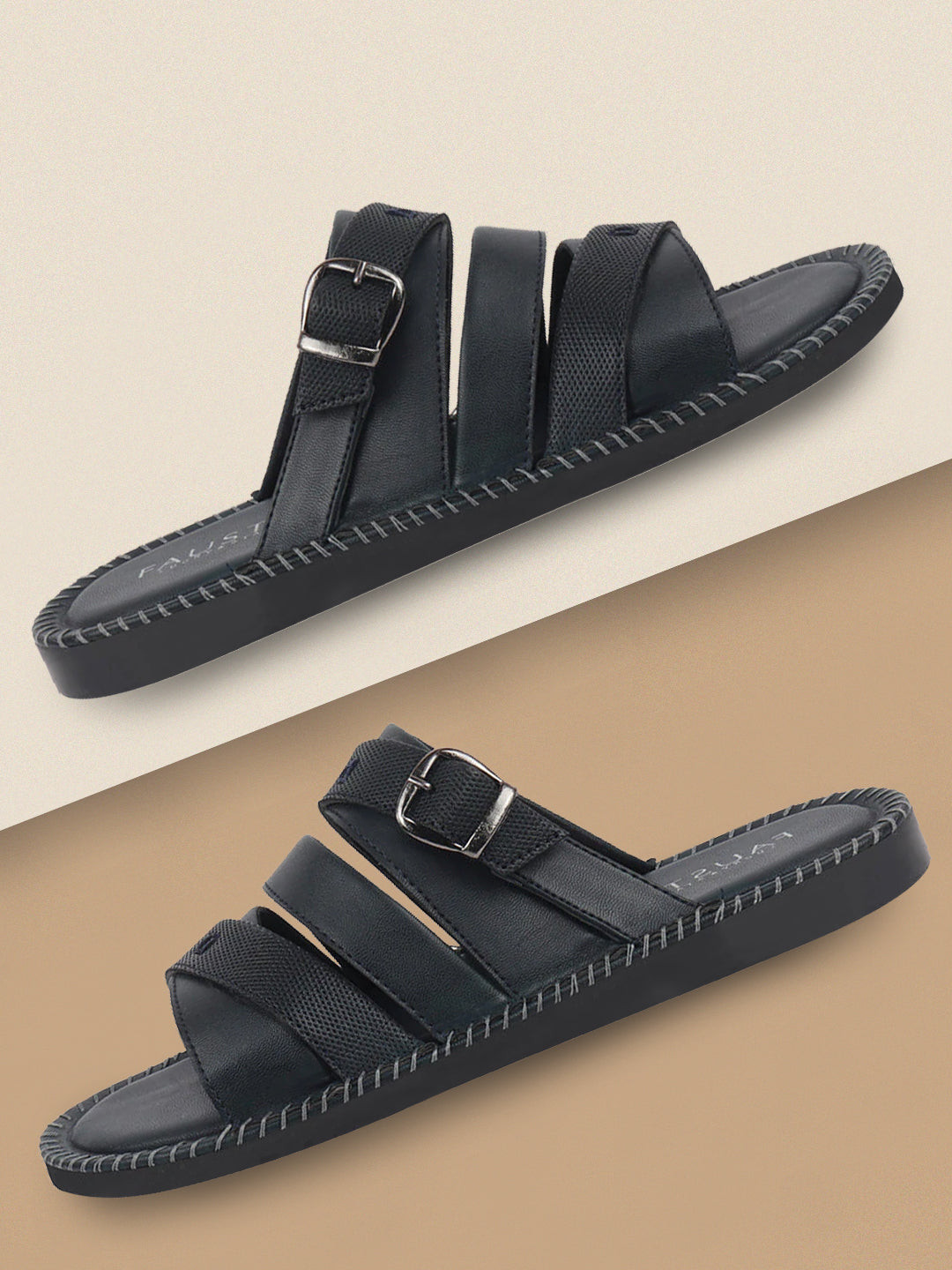 Buy FAUSTO Men Navy Blue Comfort Sandals - Sandals for Men 20734038 ...