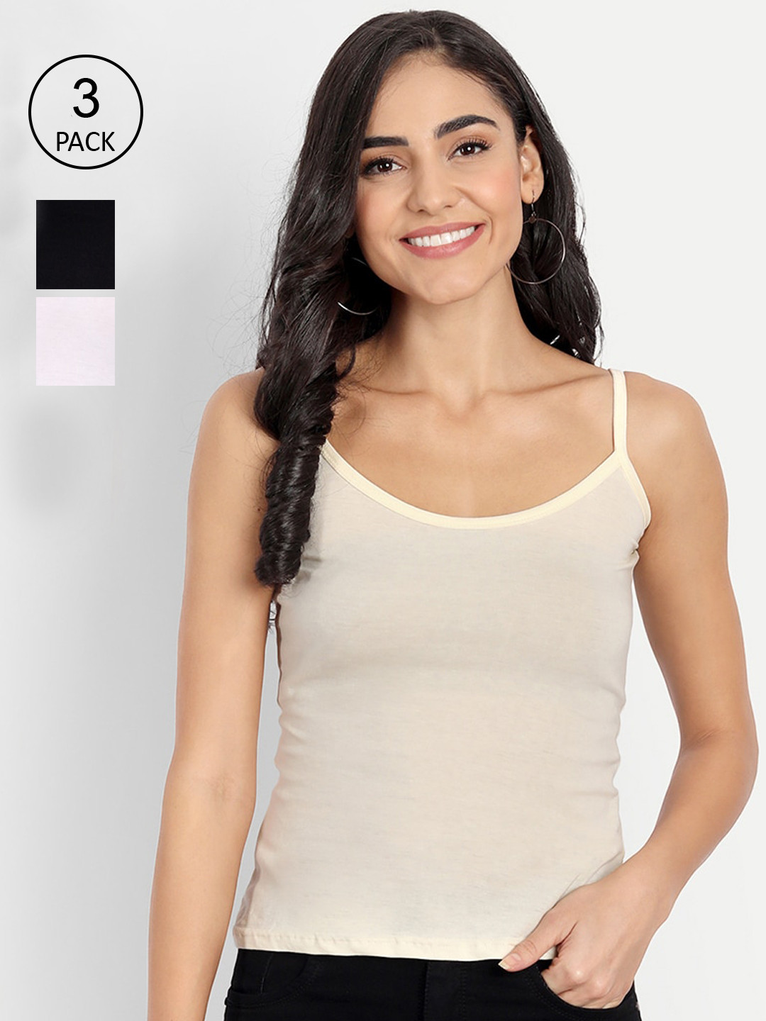 Buy BLAZON Women Pack Of 3 Solid Cotton Camisoles - Camisoles for Women ...