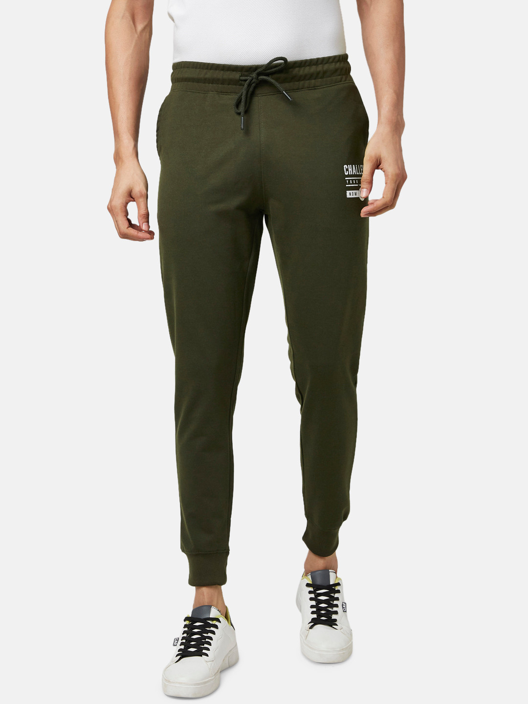 Buy People Men Olive Green Slim Fit Joggers - Trousers for Men 20735318 ...