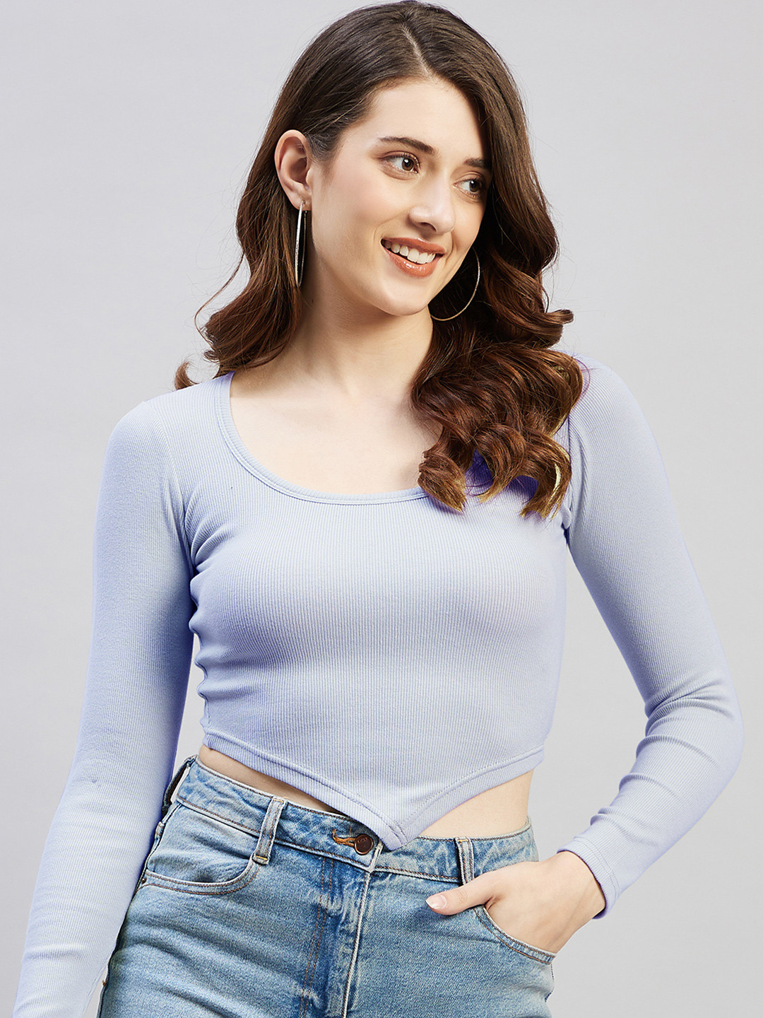 Buy Blinkin Lavender Ribbed Crop Top - Tops for Women 20736356 | Myntra