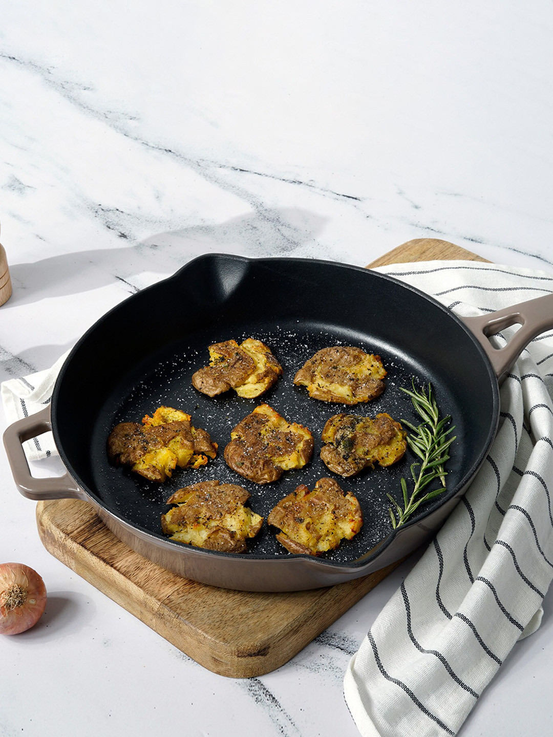 Buy MEYER Black Enamel Induction Base Cast Iron Fry Pan - Pan for ...