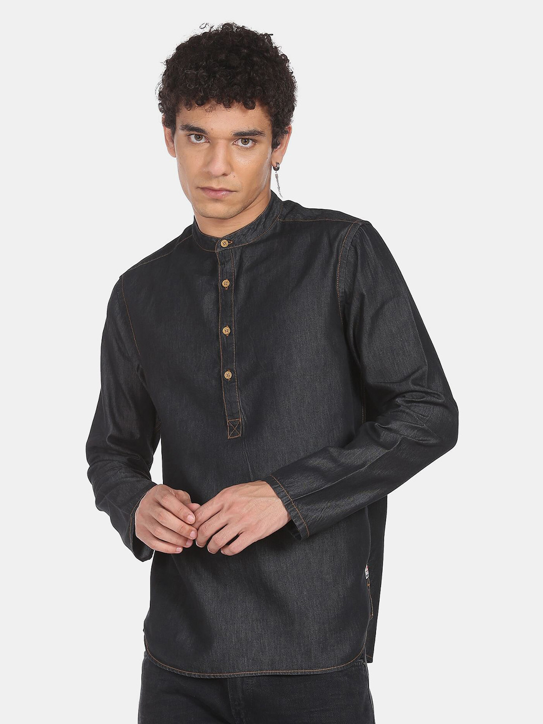 Buy Flying Machine Men Black Regular Fit Cotton Casual Shirt - Shirts ...