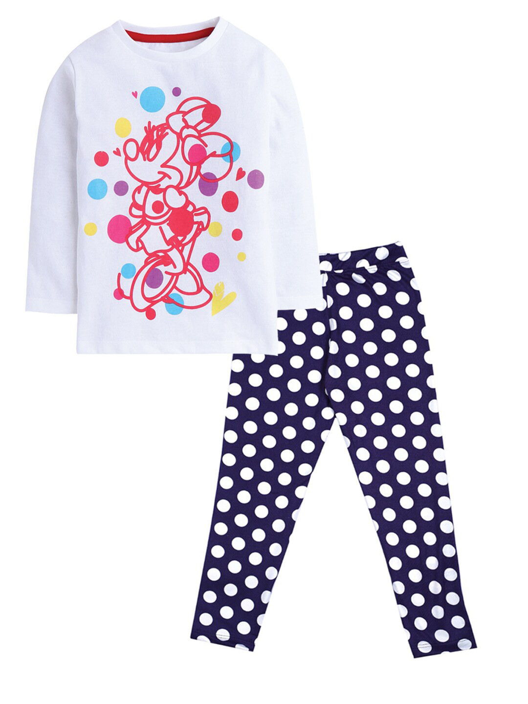 Buy KINSEY Girls White & Navy Blue Minnie Mouse T Shirt With Legging ...