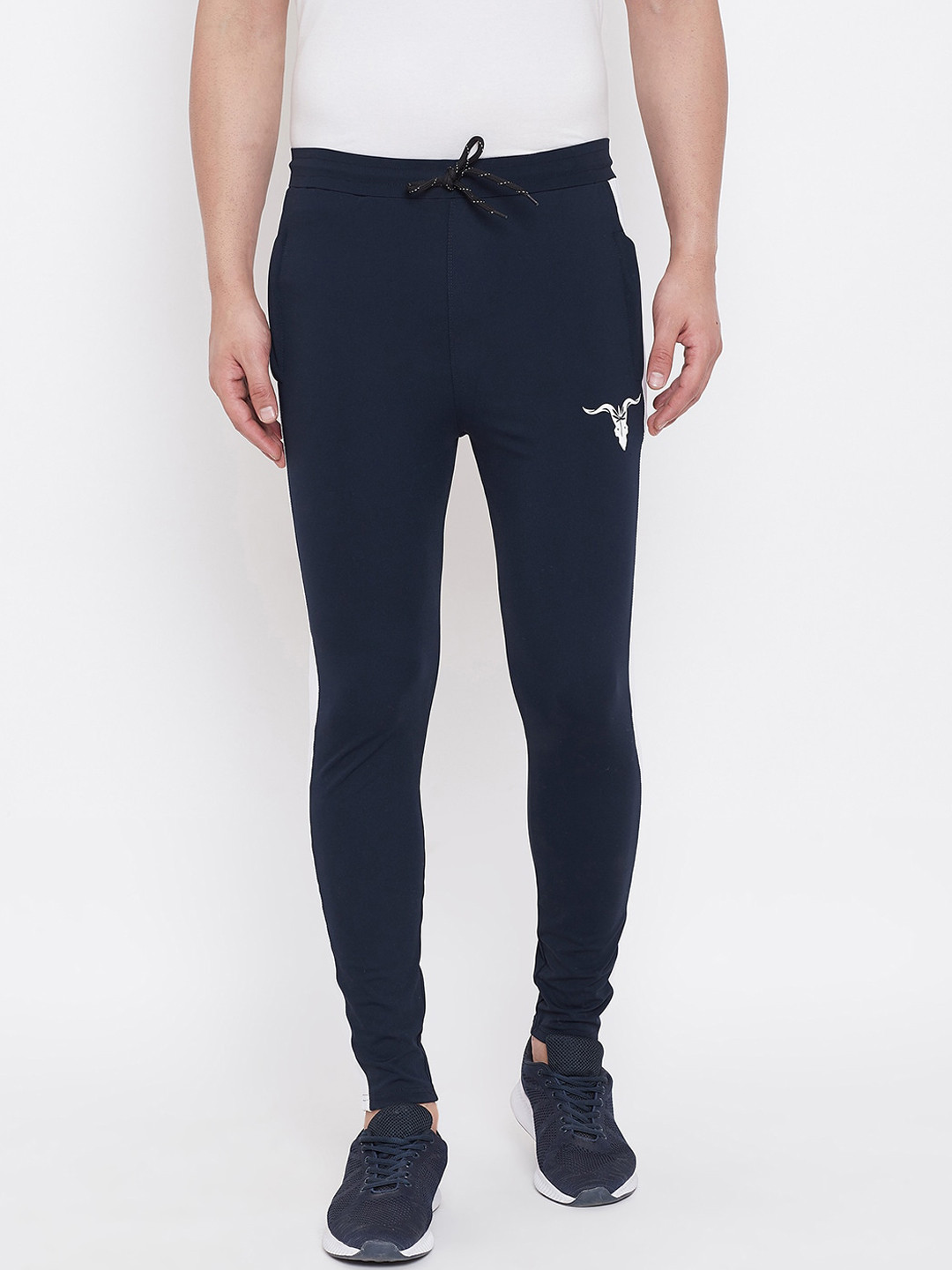 Buy Bitterlime Men Navy Blue Solid Polyester Slim Fit Track Pants ...