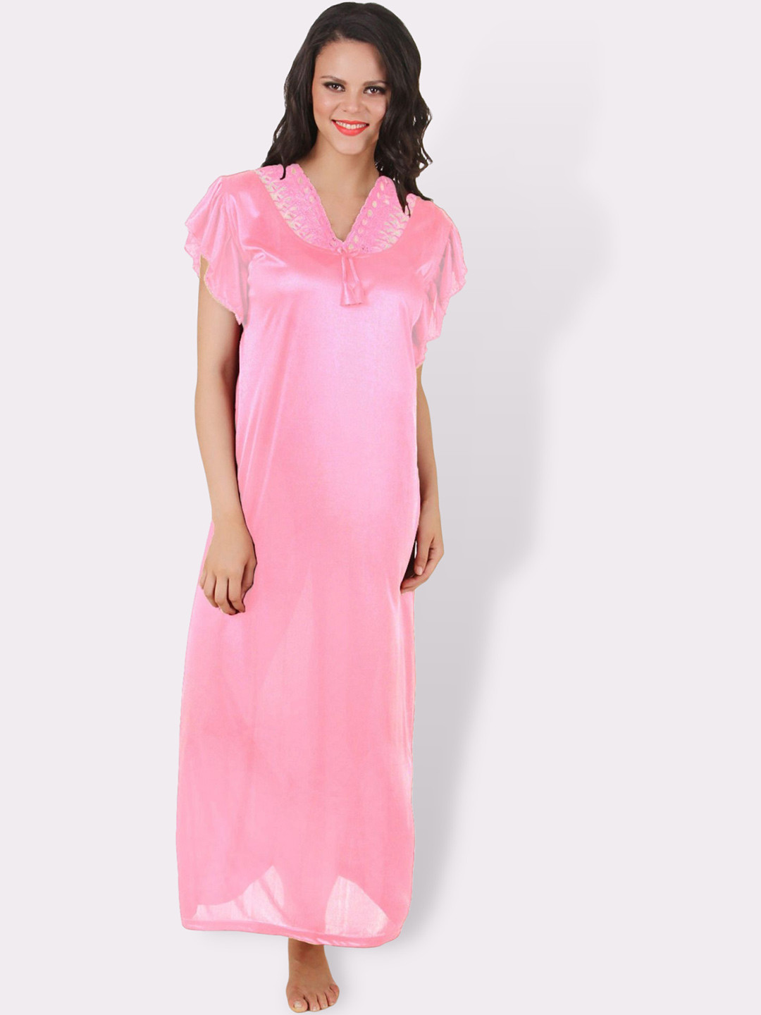 Buy Fasense Pink Solid Maxi Nightdress - Nightdress for Women 20750712 ...