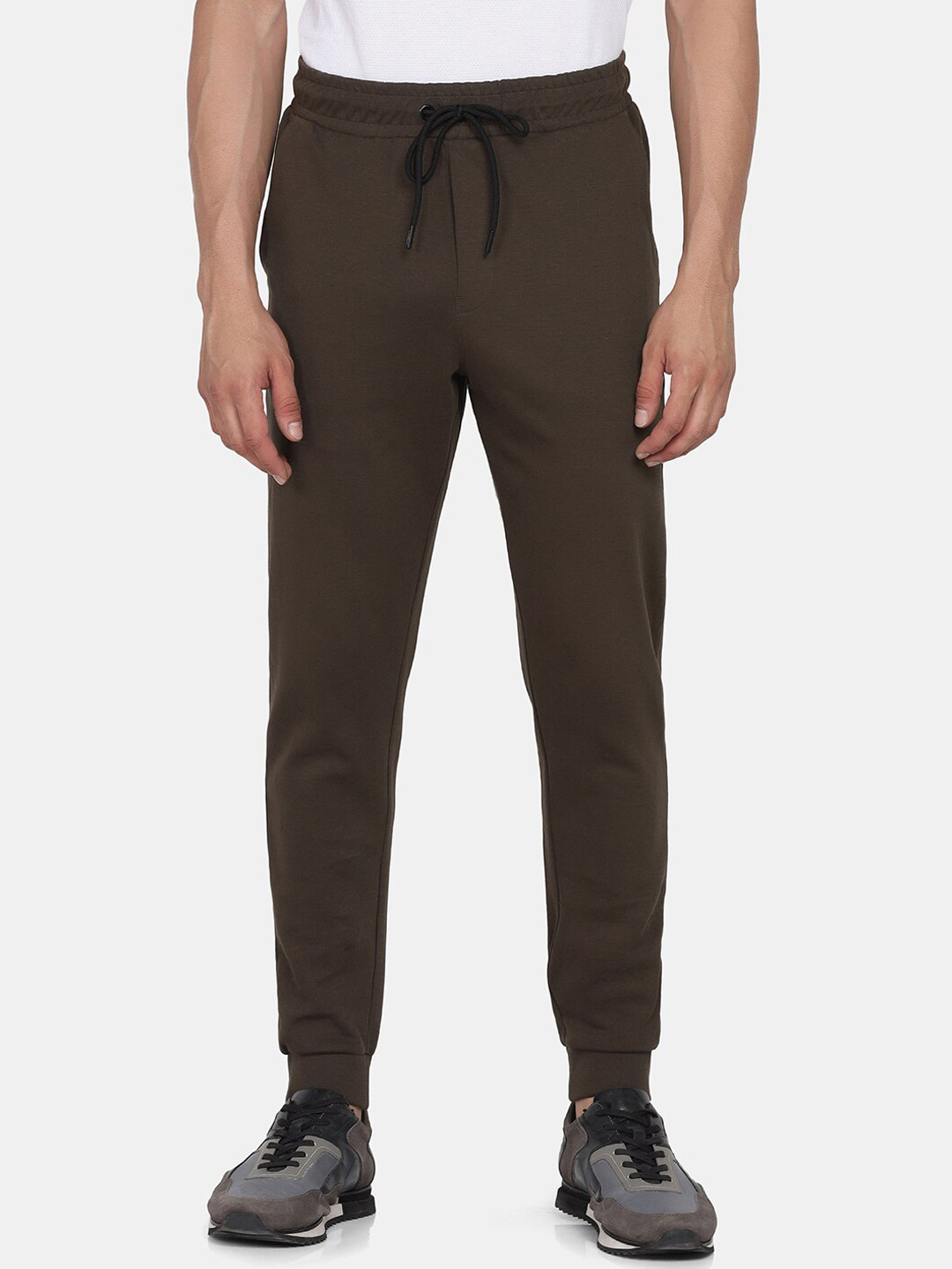 Buy Blackberrys Men Olive Cotton Solid Slim Fit Joggers - Track Pants ...
