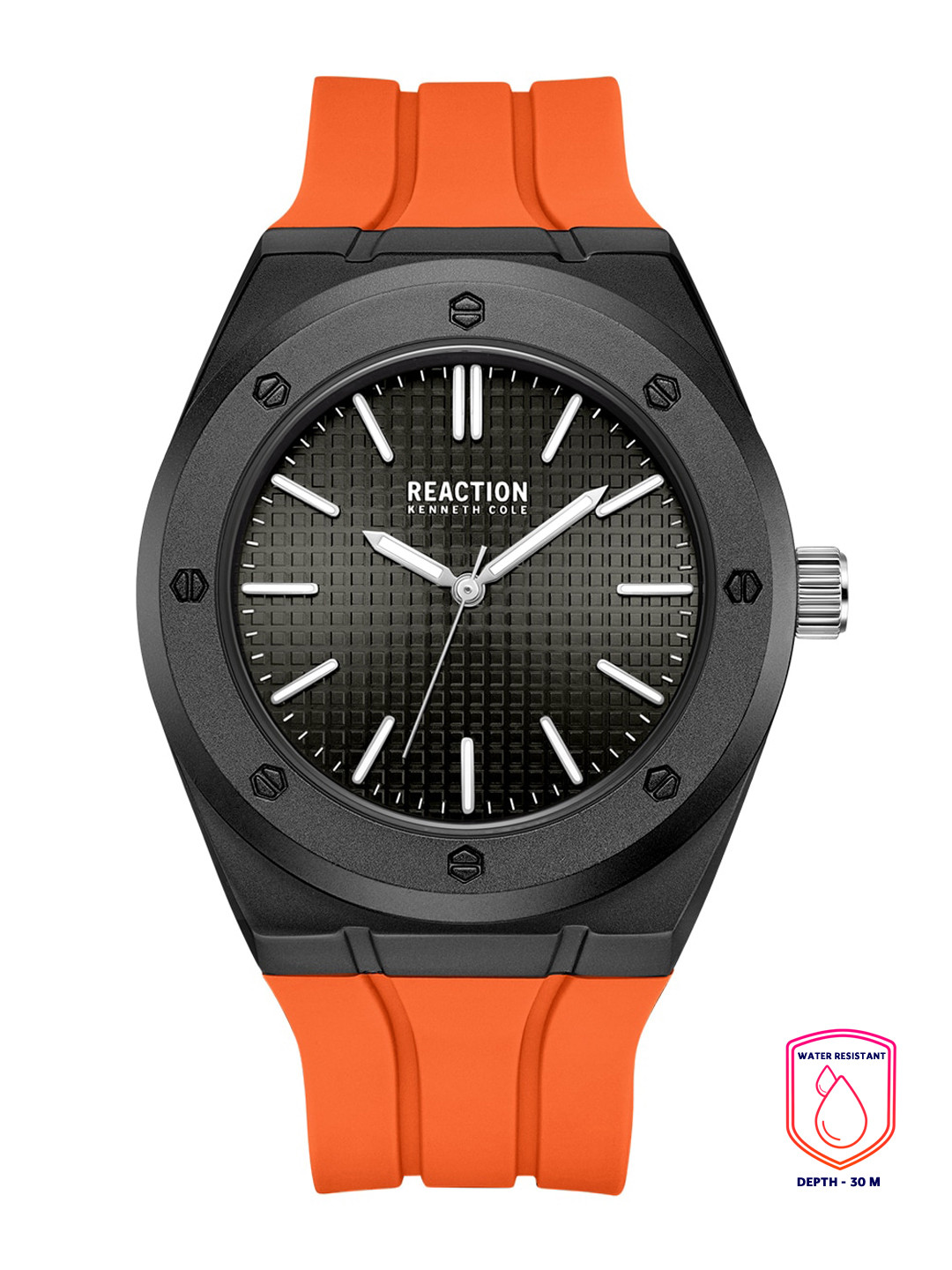 Buy REACTION KENNETH COLE Men Black Dial & Orange Straps Analogue Watch ...