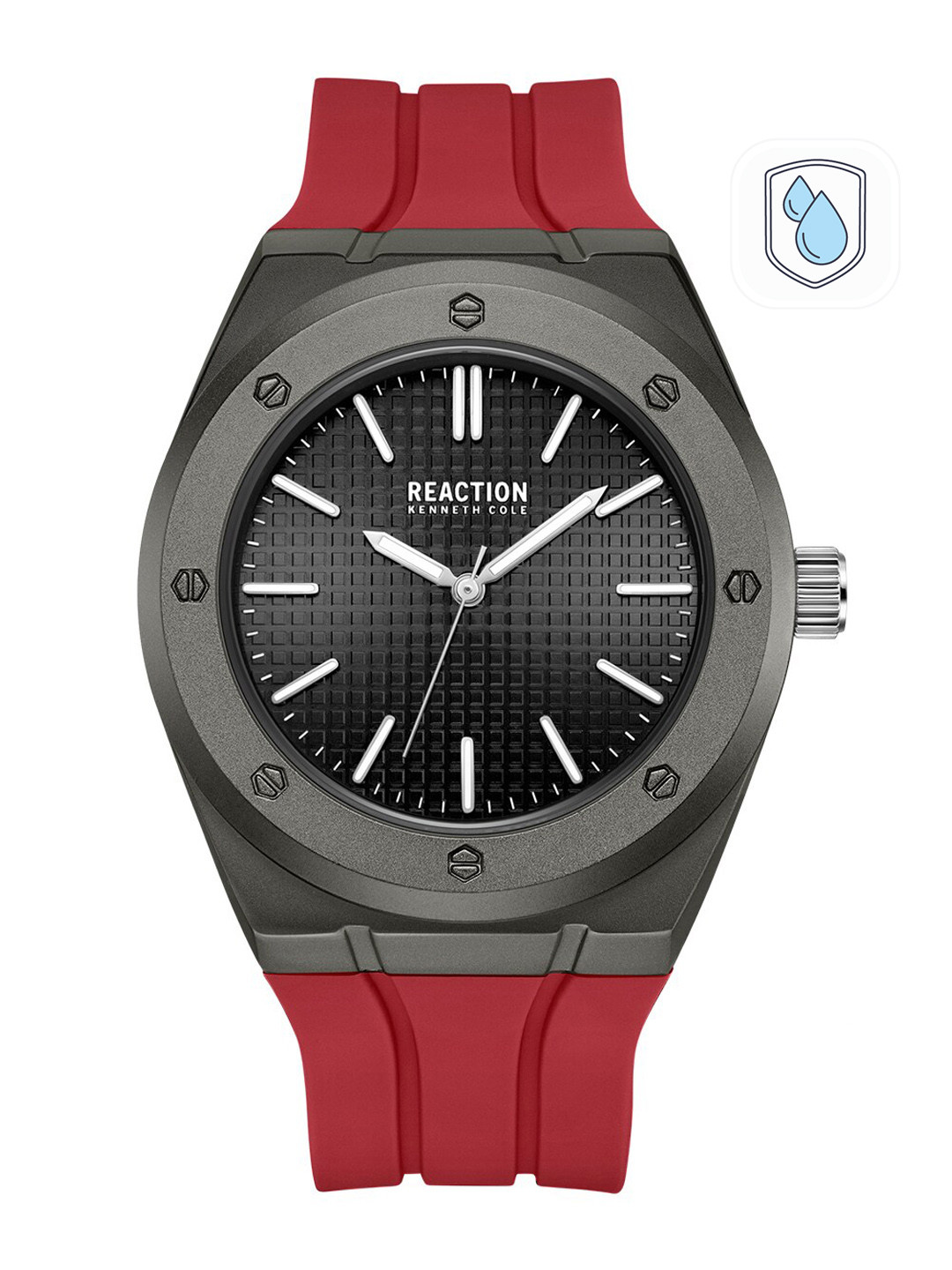 Buy REACTION KENNETH COLE Men Black Dial & Red Wrap Analogue Watch ...