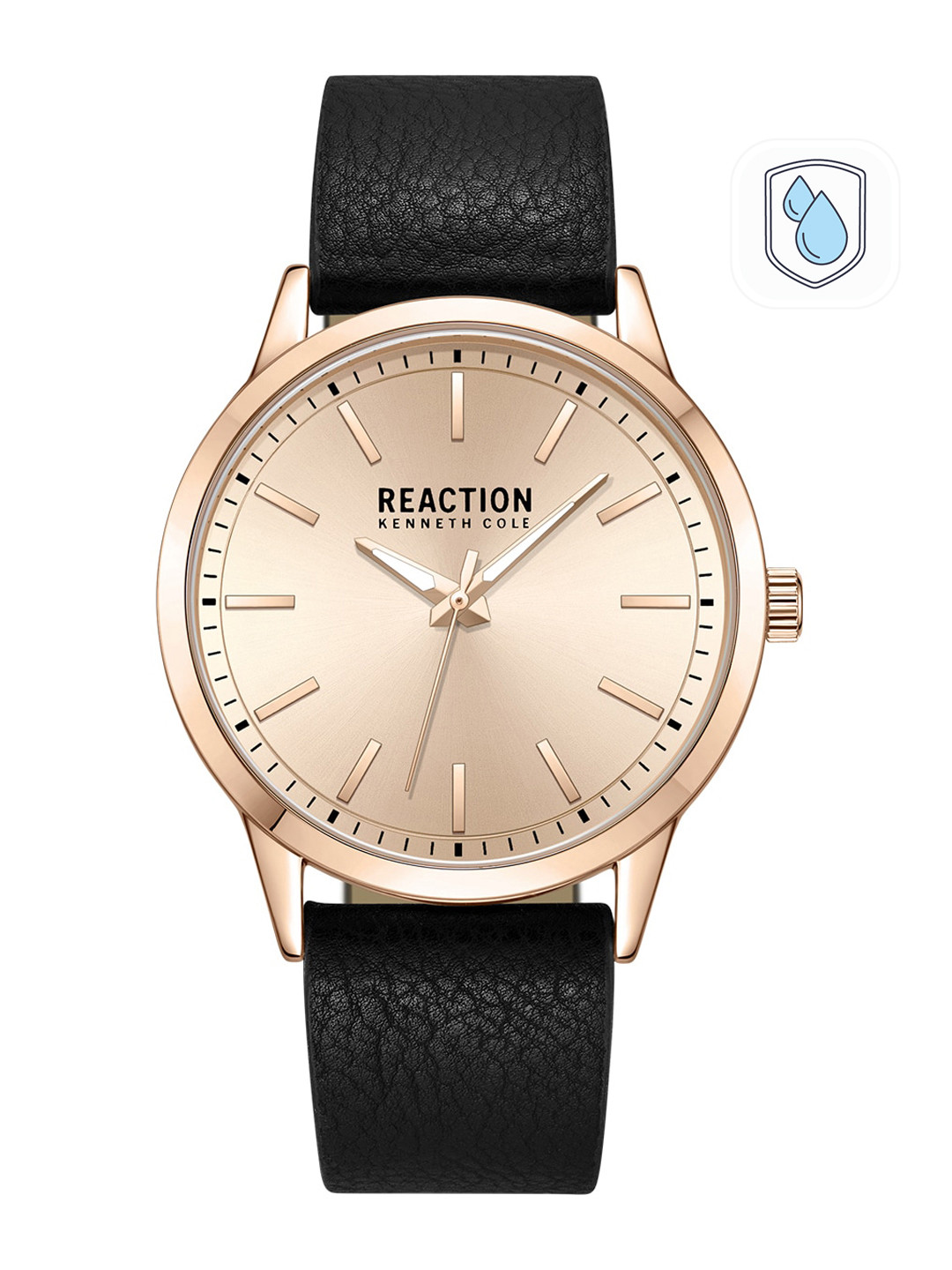 Buy REACTION KENNETH COLE Men Rose Gold Toned Dial & Black Straps ...