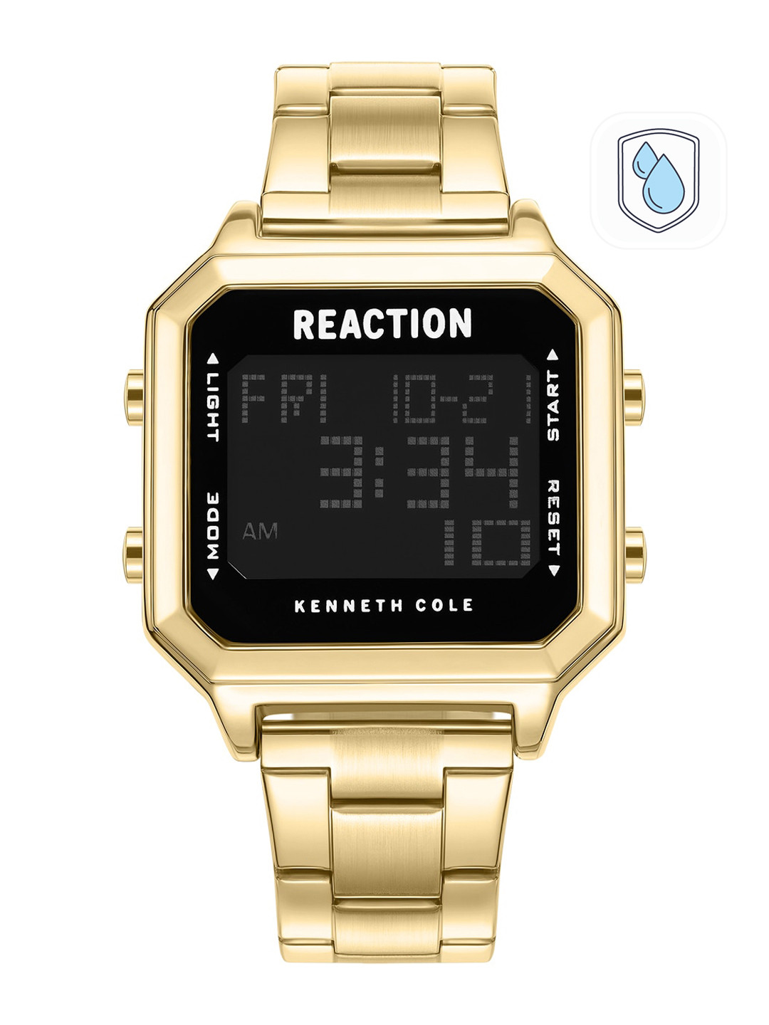 Buy REACTION KENNETH COLE Unisex Black Dial & Gold Toned Straps Digital ...