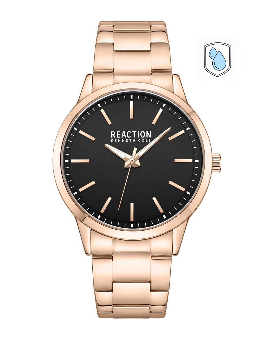 Buy REACTION KENNETH COLE Men Black Dial & Rose Gold Plated Straps ...