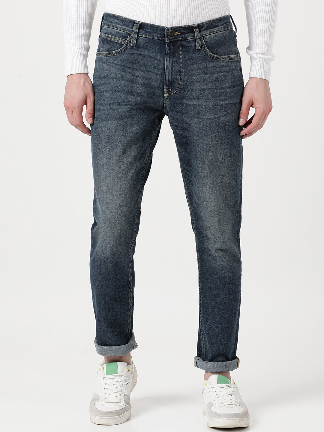 Buy Lee Men Blue Bruce Skinny Fit Light Fade Cotton Jeans - Jeans for ...