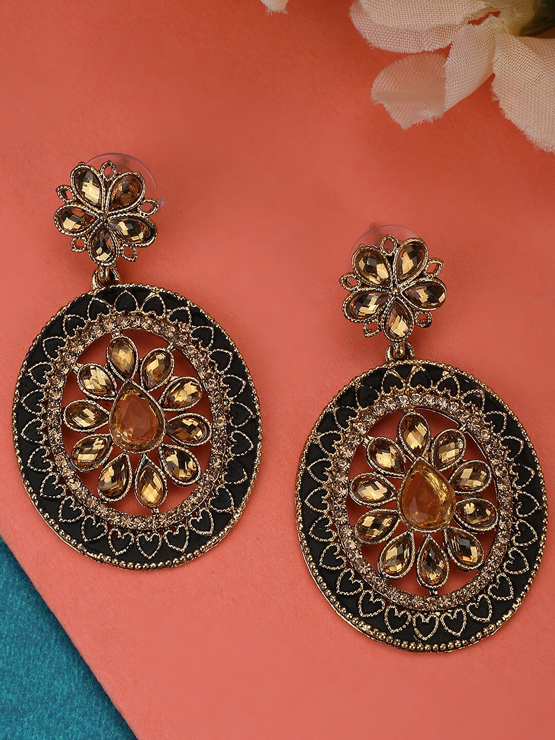 Buy ANIKAS CREATION Black Gold Plated Contemporary Drop Earrings ... Buy ANIKAS CREATION Black Gold Plated Contemporary Drop Earrings ...