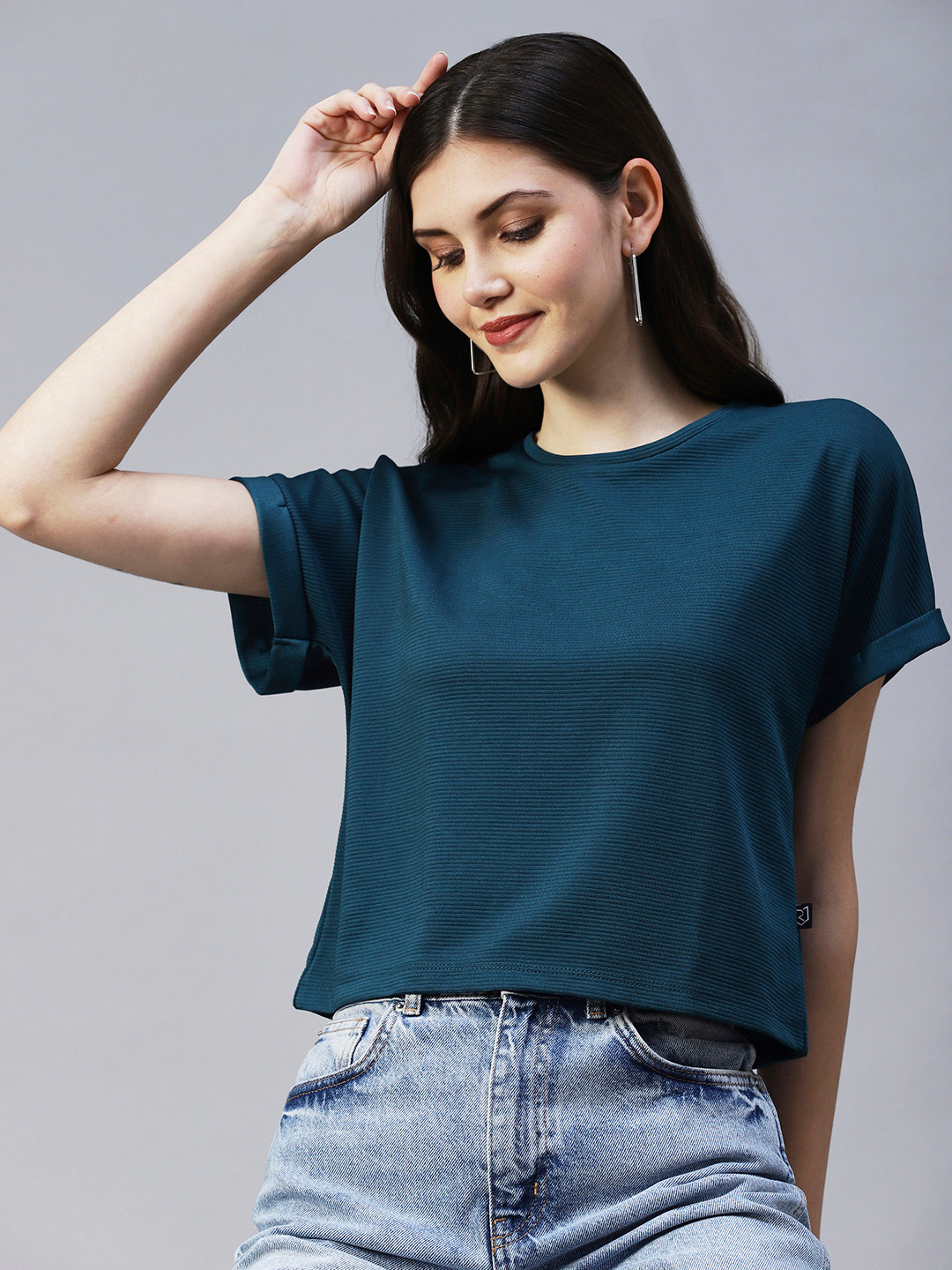Buy Rigo Women Blue Round Neck Crop Top - Tops for Women 20754936 | Myntra