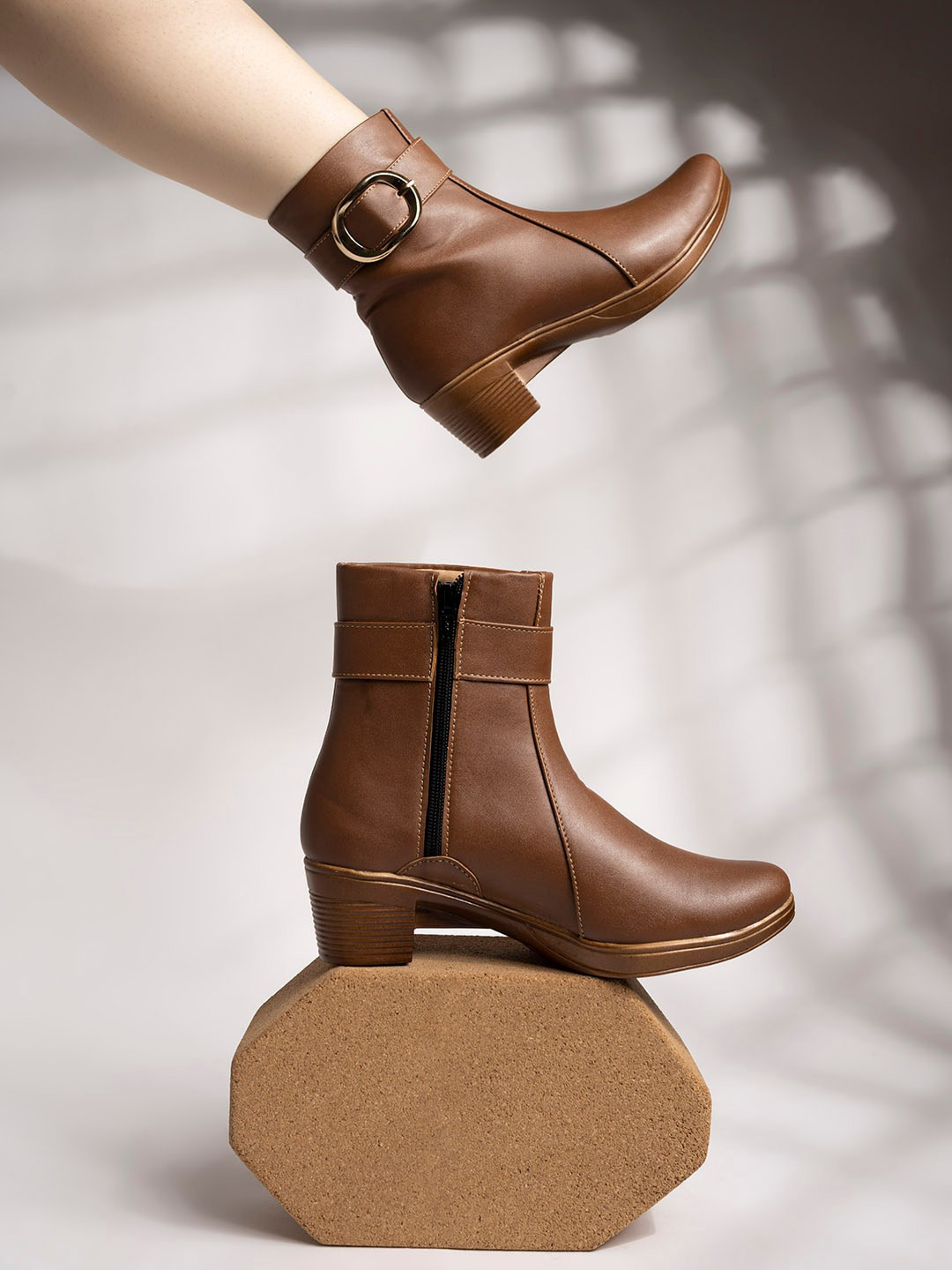 Buy Shoetopia Girls Tan Brown Solid Regular Boots - Boots for Girls ...