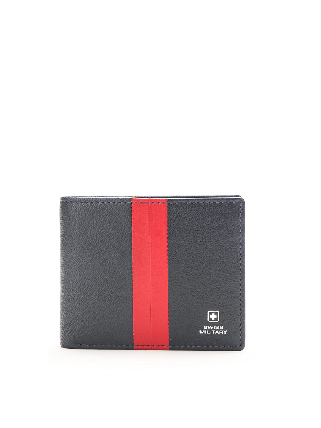 Buy SWISS MILITARY Men Black & Red Colourblocked Leather Two Fold ...