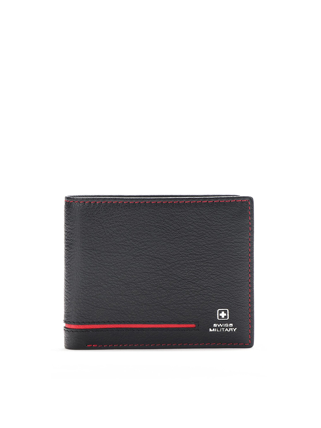 Buy SWISS MILITARY Men Black & Red Leather Two Fold Wallet - Wallets ...