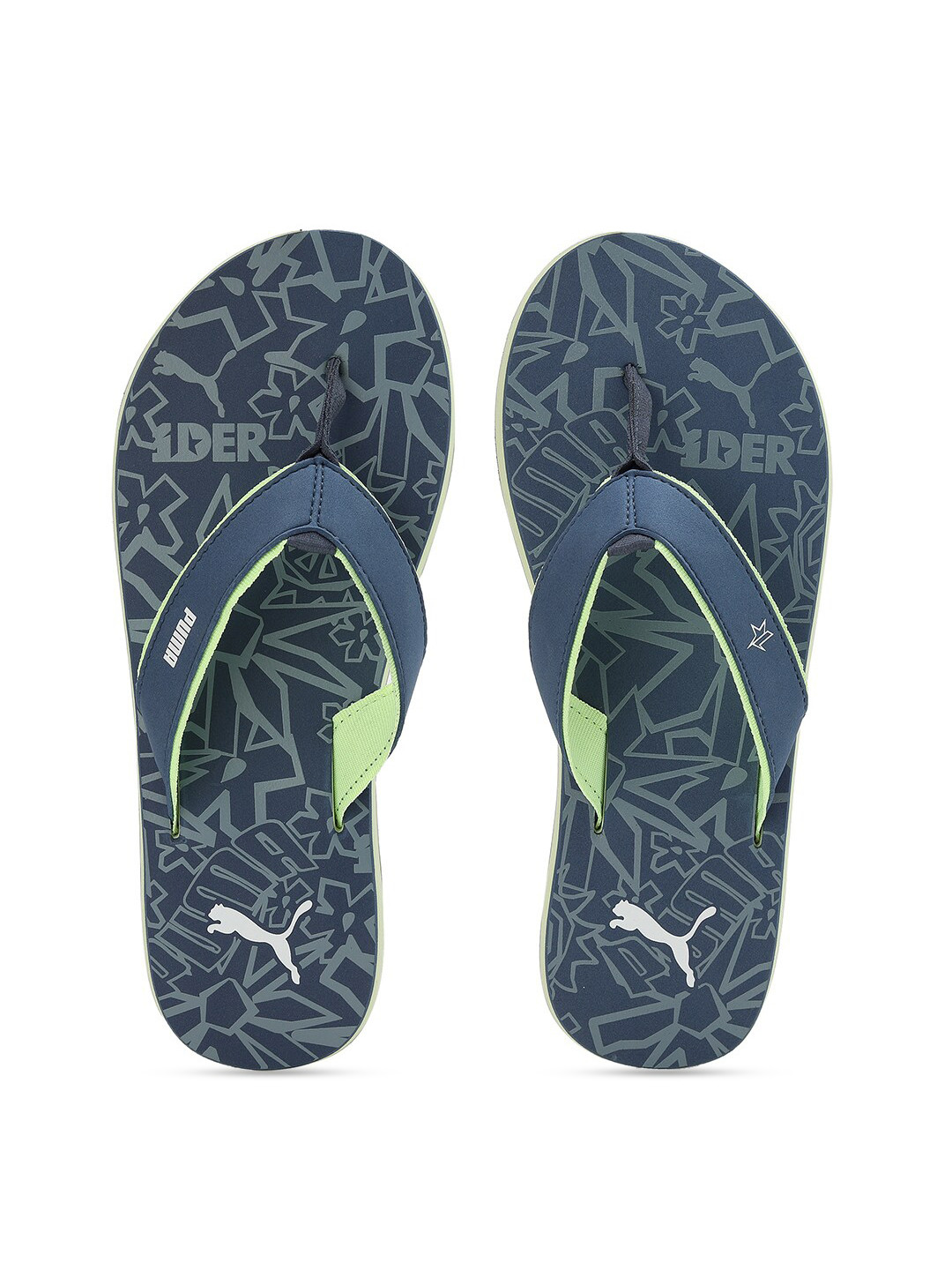 Buy Puma Men Blue & Green Printed Puma X 1DER OKLA Thong Flip Flops ...
