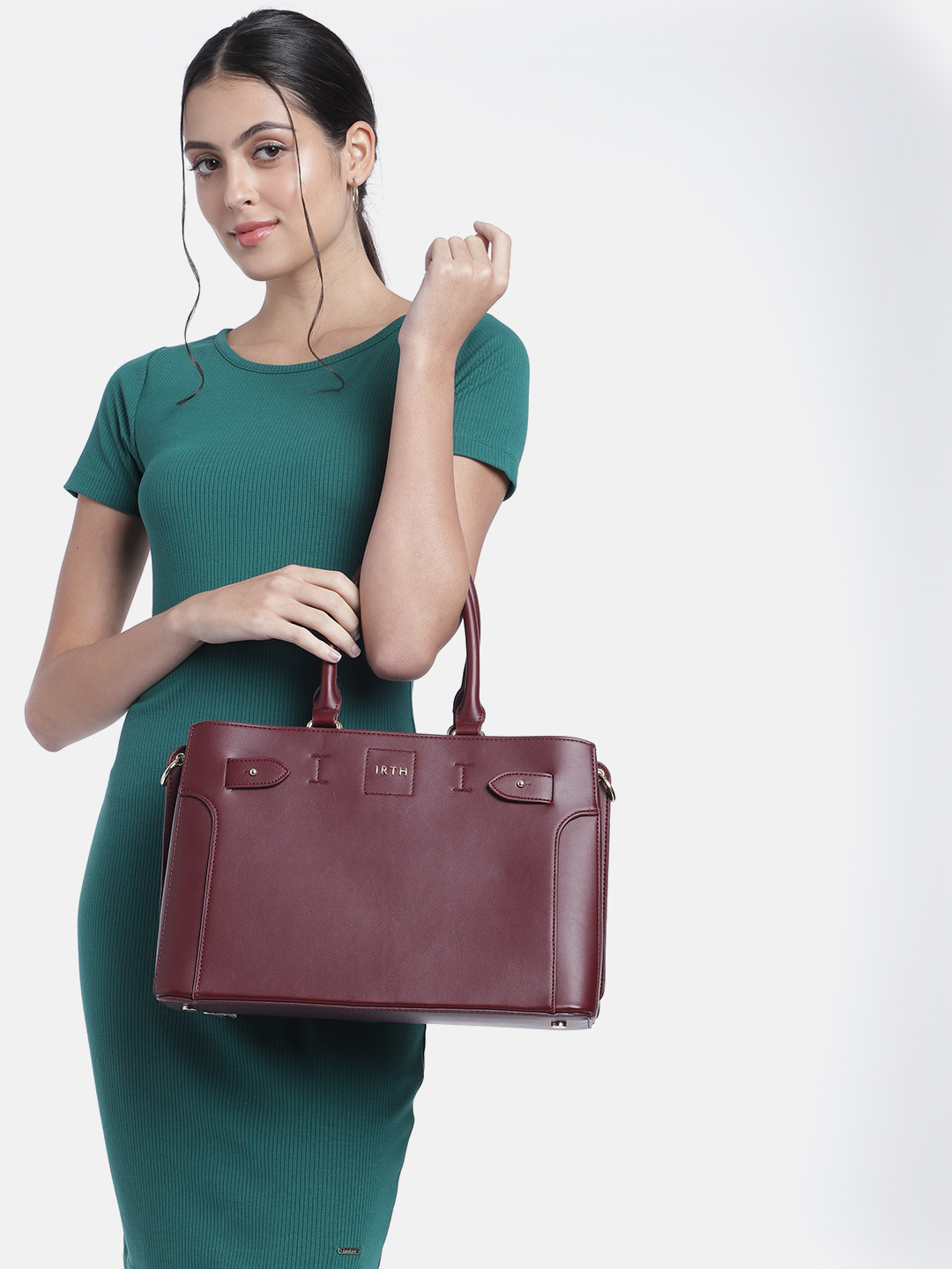Buy IRTH Dark Cherry Solid Hand Held Bag - Handbags for Women 20763910 ...