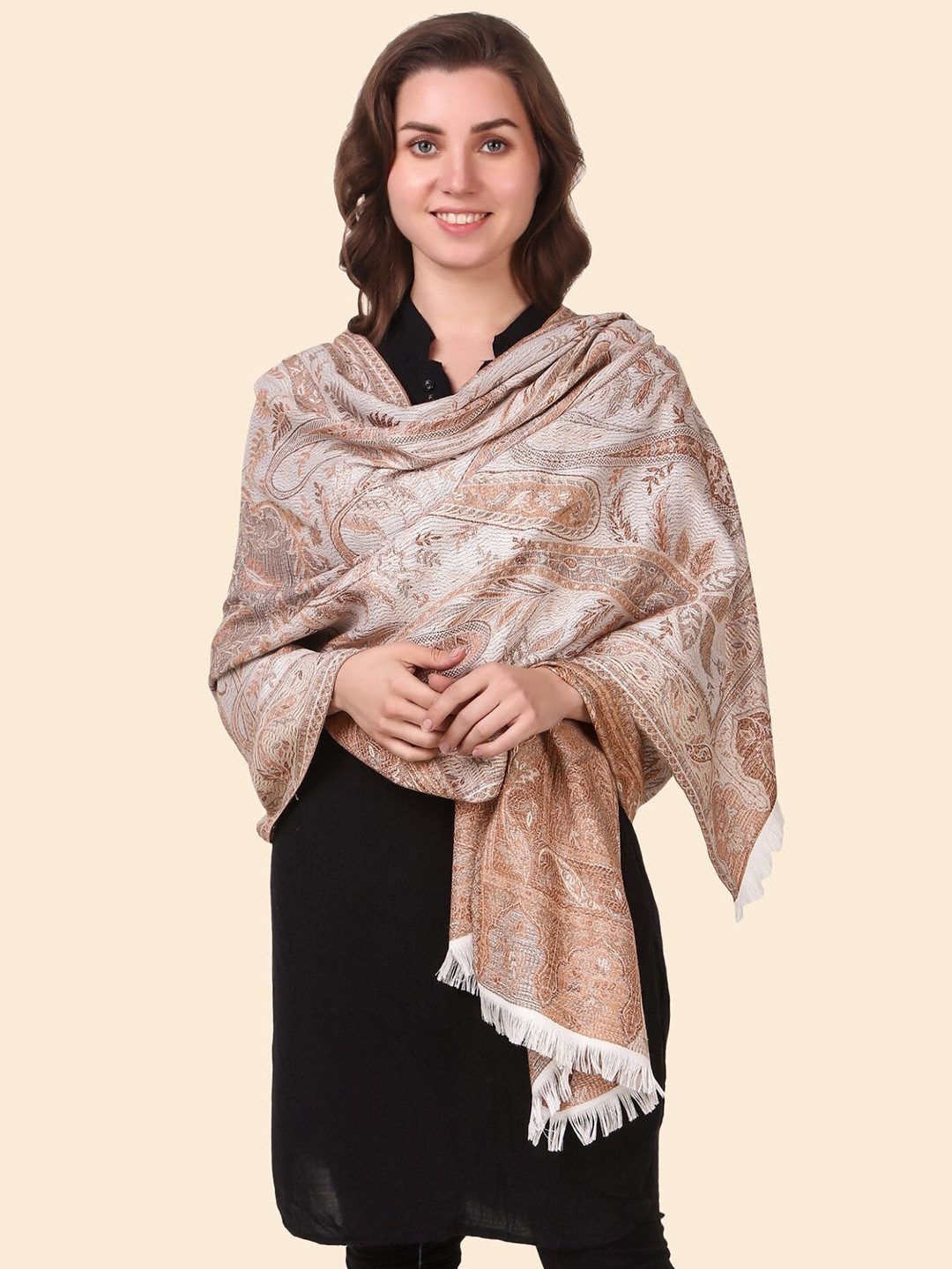 Buy Anouk Women White & Pink Woven Design Stole - Stoles for Women ...