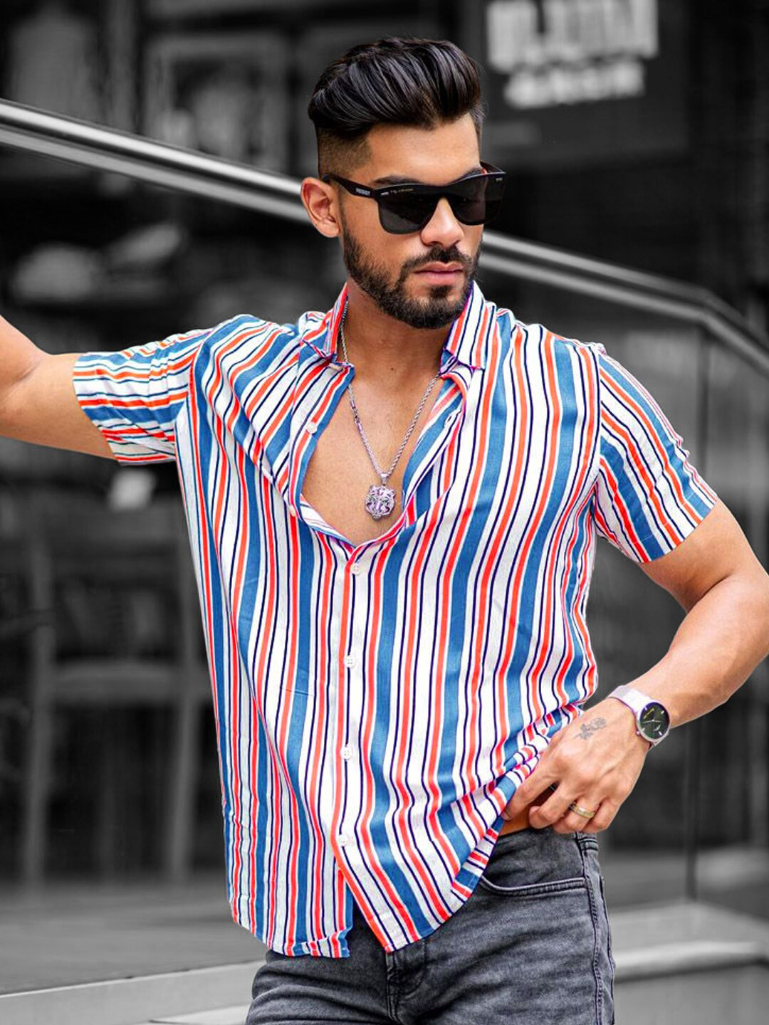 Buy Powerlook Men Pink Slim Fit Striped Casual Shirt - Shirts for Men ...