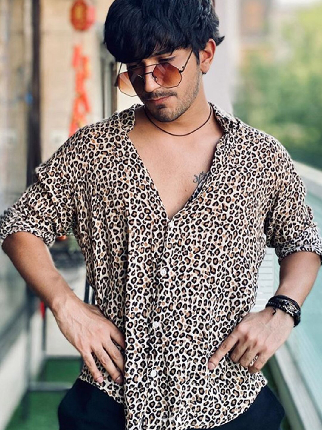 Buy Powerlook Men Slim Fit Animal Printed Casual Shirt - Shirts for Men ...