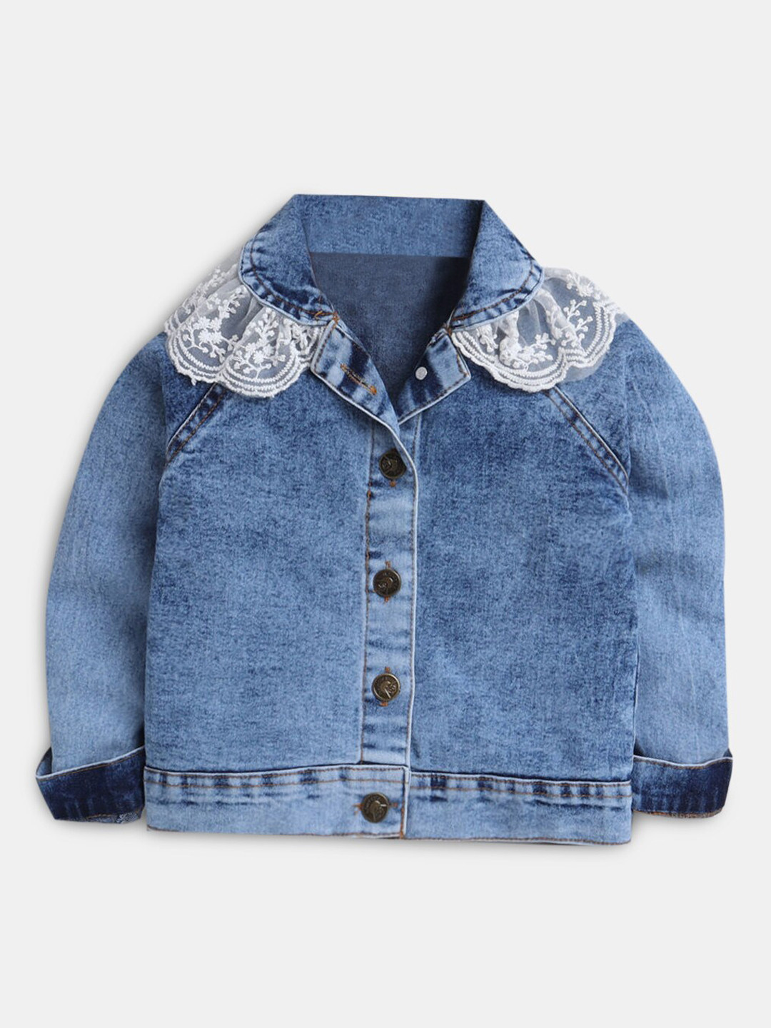 Buy Hopscotch Girls Blue Denim Jacket - Jackets for Girls 20769026 | Myntra