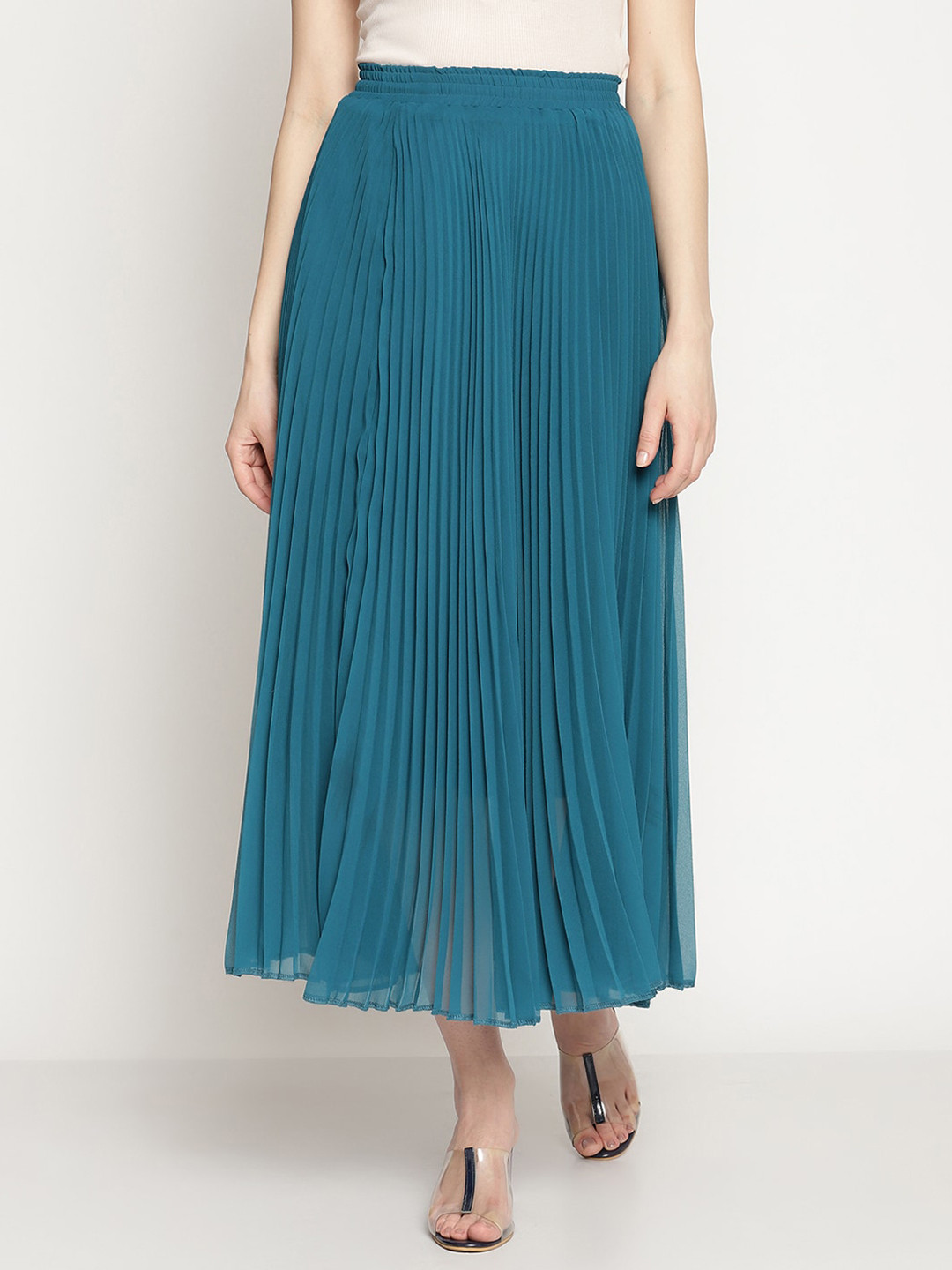 Buy COASTLAND Women Teal Solid Flared Skirts - Skirts for Women ...