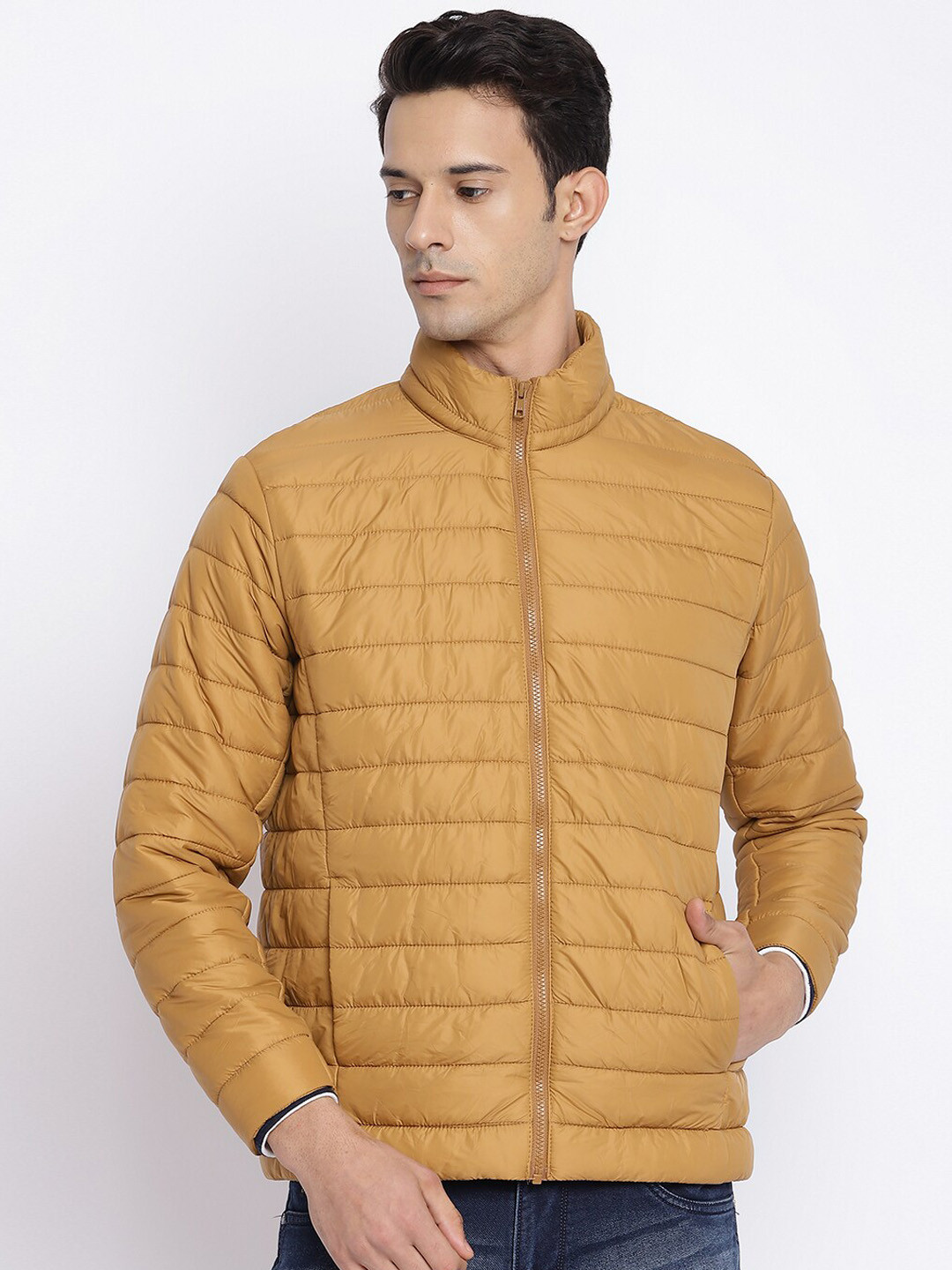 Buy Cantabil Men Mustard Yellow Padded Jacket - Jackets for Men ...