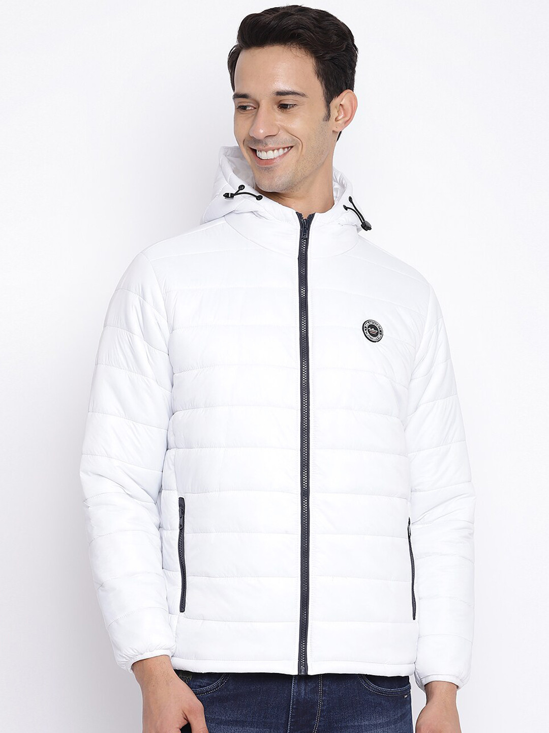 Buy Cantabil Men White Solid Hooded Puffer Jacket - Jackets for Men 20771624 | Myntra