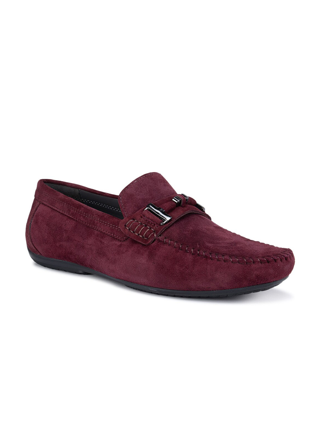 Buy ROSSO BRUNELLO Men Burgundy Leather Loafers - Formal Shoes for Men ...