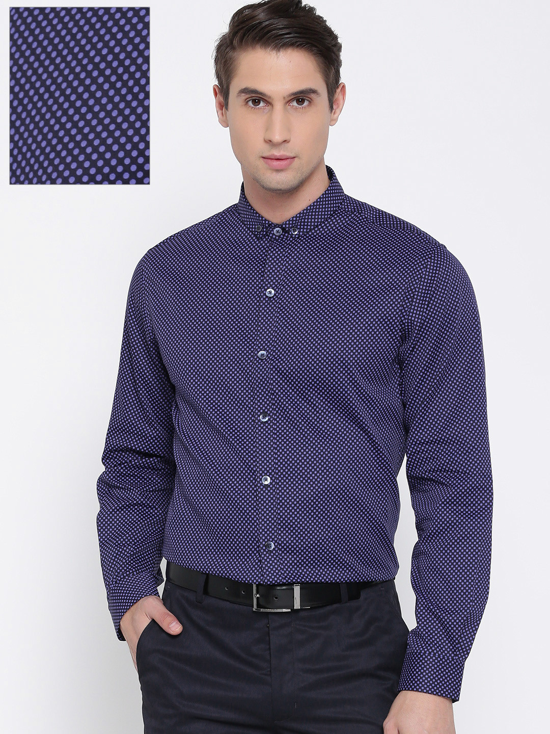 Buy John Players Men Blue Slim Fit Printed Formal Shirt - Shirts for ...