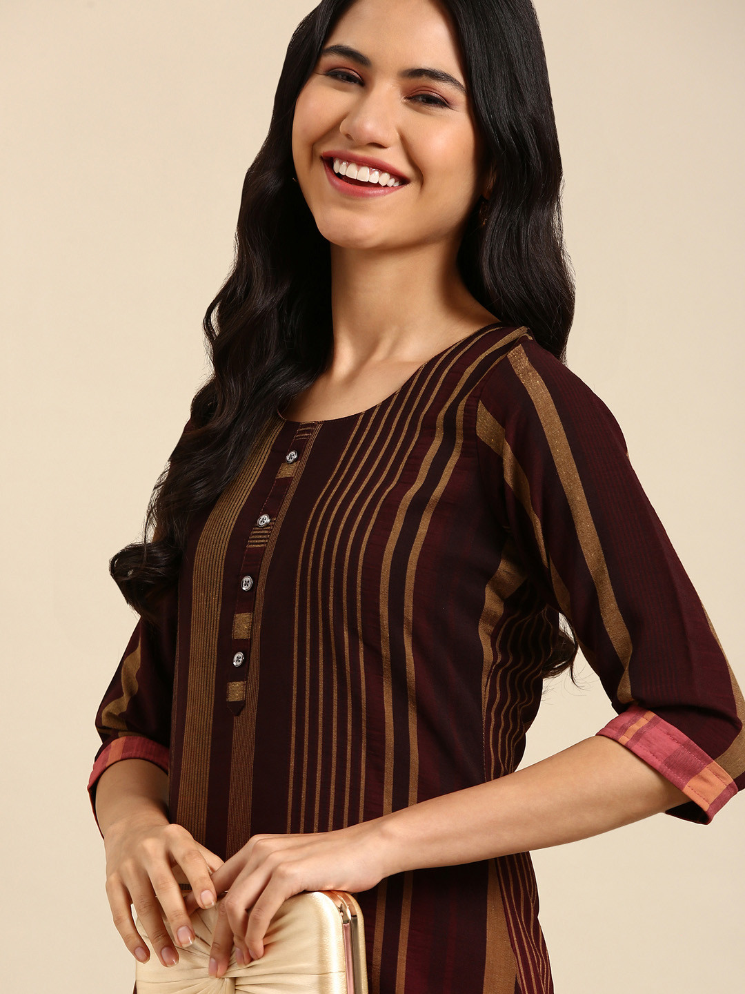Buy SHOWOFF Striped Cotton Kurta - Kurtas for Women 20775168 | Myntra